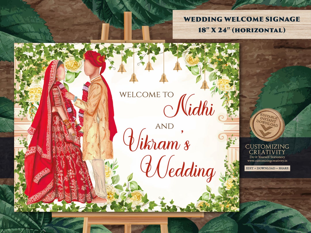Hindu Wedding Welcome Signs & Hindu Wedding Signs Indian, Indian ...