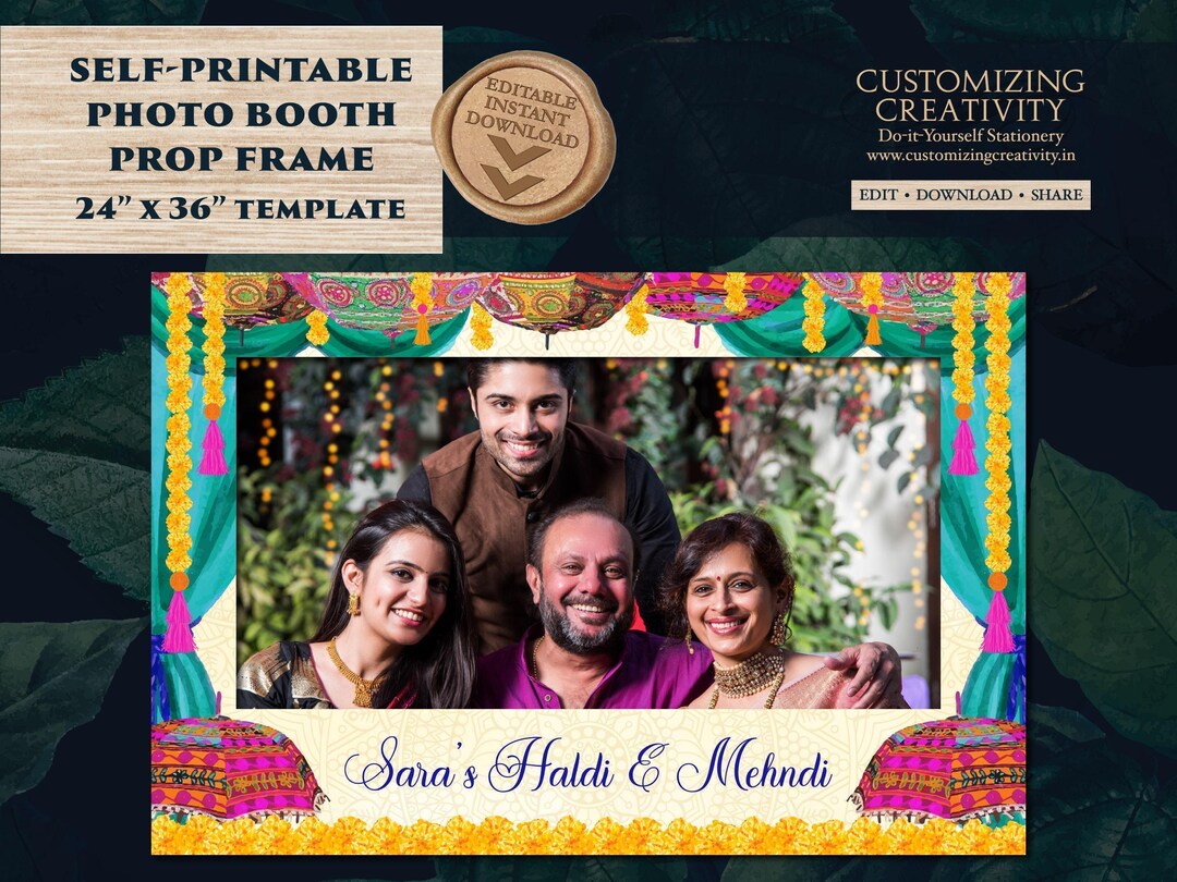 Mehendi Photobooth Frame: Indian Wedding Photo Prop (digital Download ...