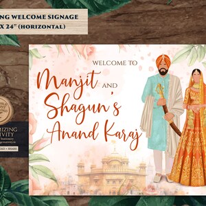 Anand Karaj Welcome Sign Sikh Wedding Sign, Punjabi Wedding Signs ...