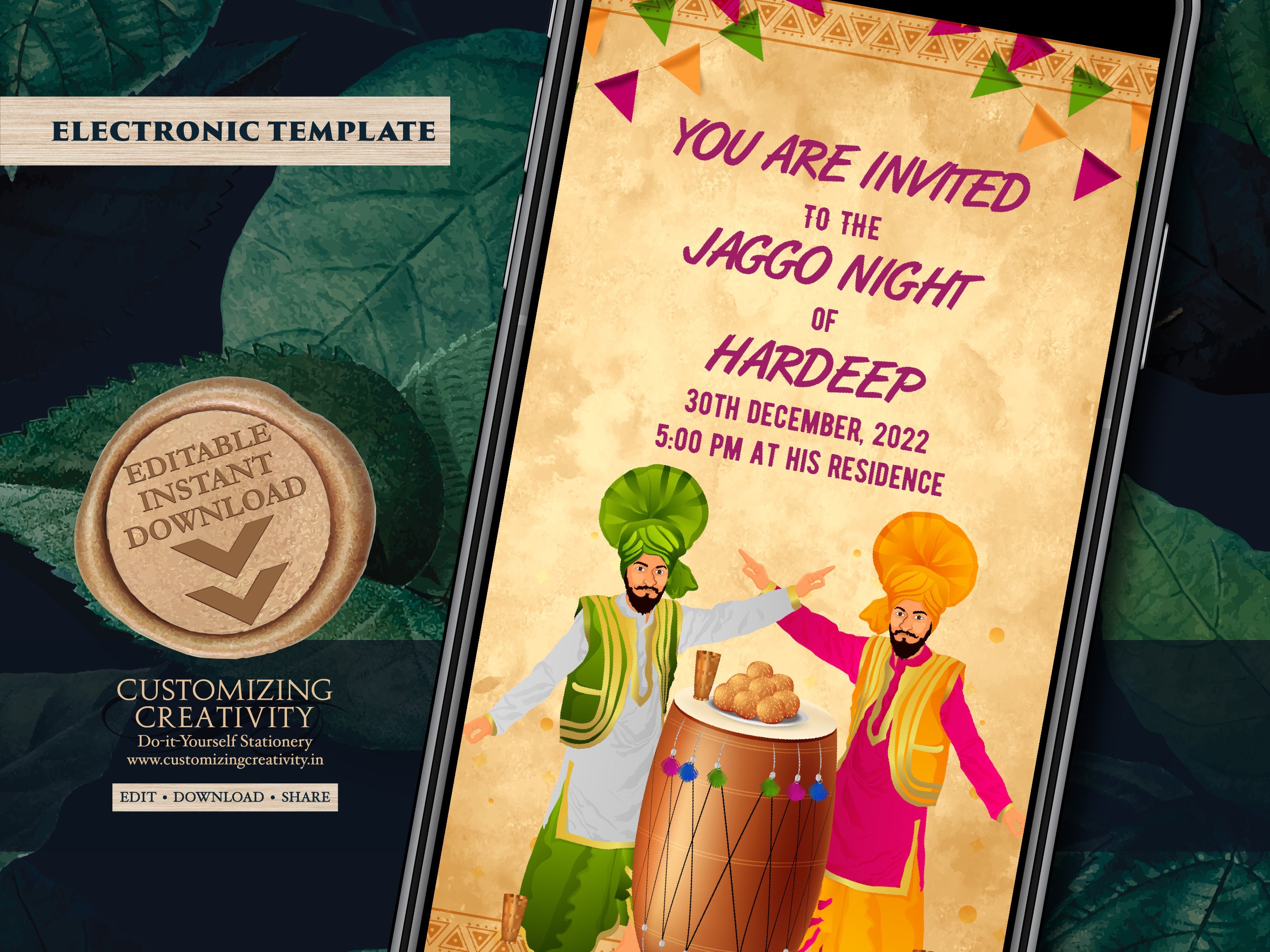 Jaggo Night Invites as Punjabi Night Invitation Jaggo - Etsy UK