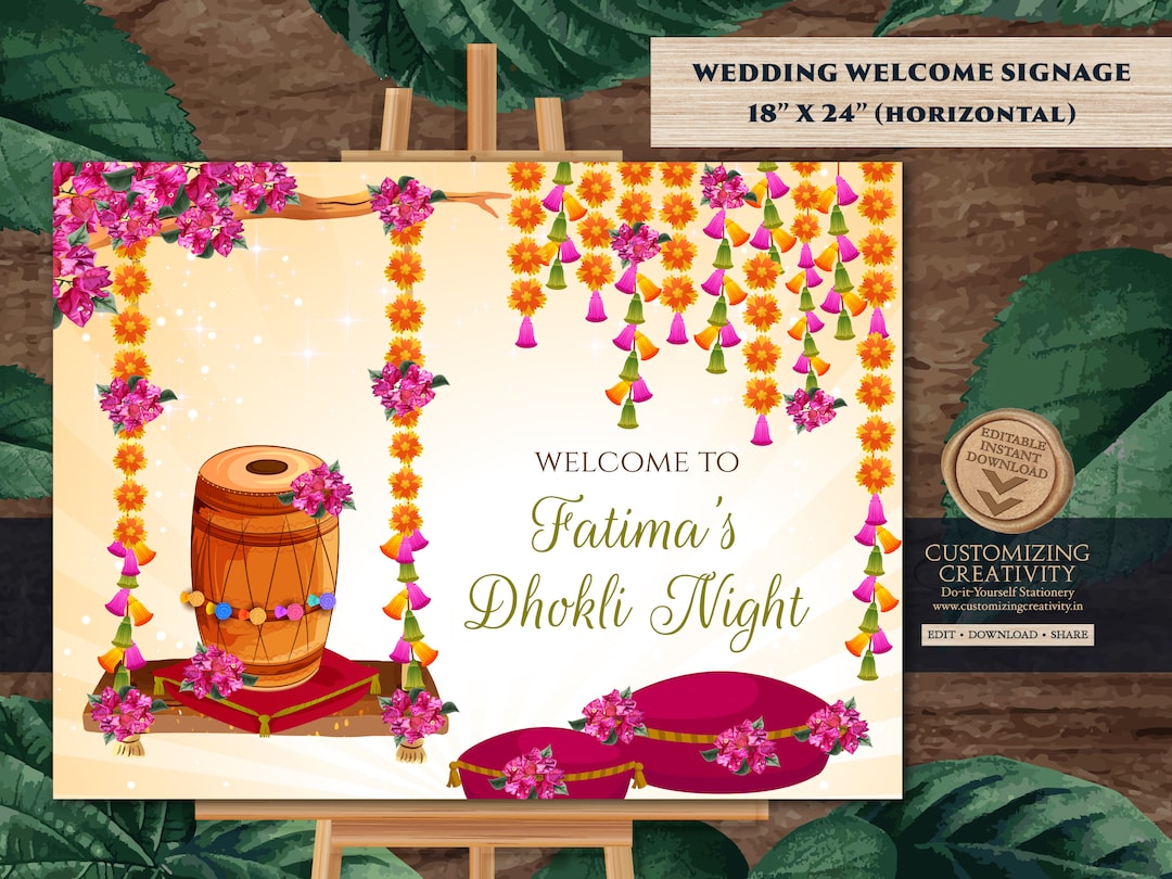 Dholki Decoration as Dholki Welcome Sign, Dholki Decor & Dholki Sign ...