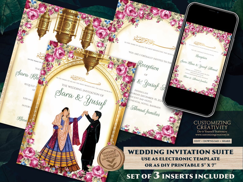 Shaadi Invitations Digital Muslim Wedding Invite Islamic - Etsy