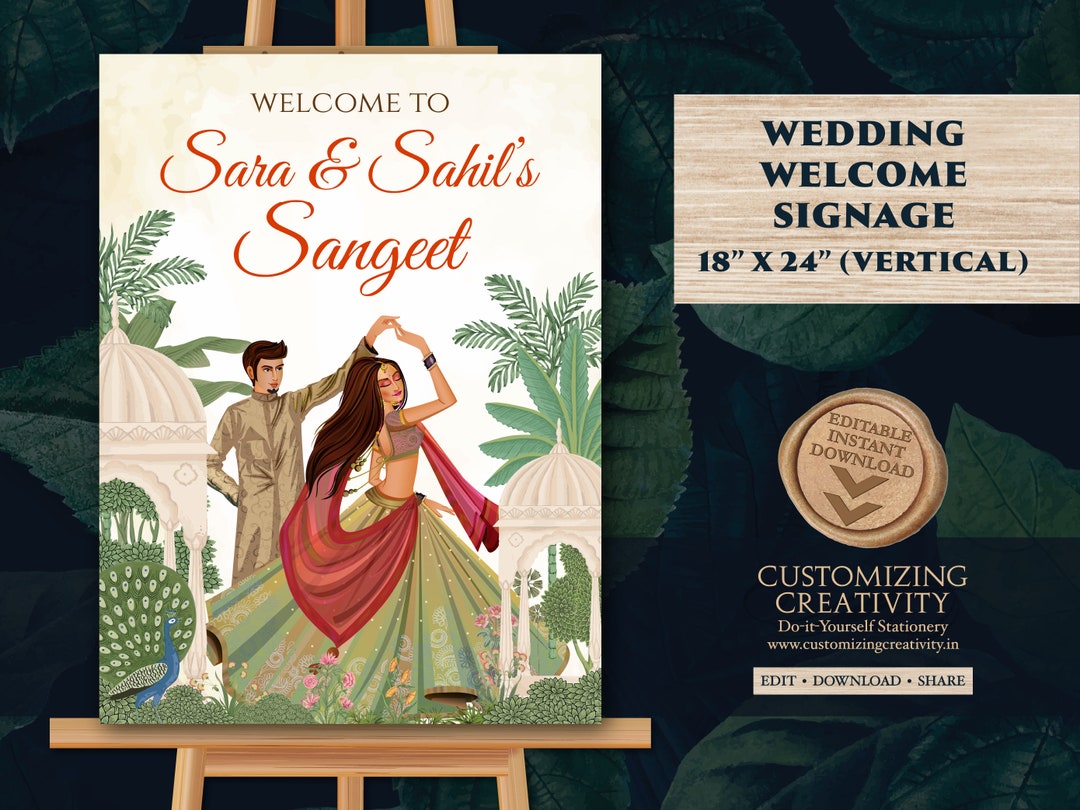 Sangeet Welcome Board Indian Wedding Sign, Sangeet Welcome Sign ...