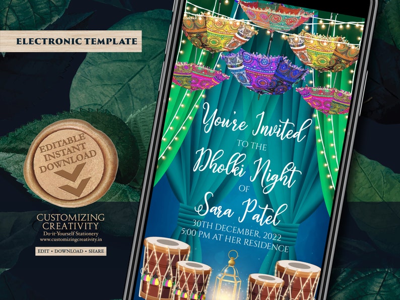 Punjabi Dholki Card Digital as Muslim Dholki Invitation - Etsy Canada