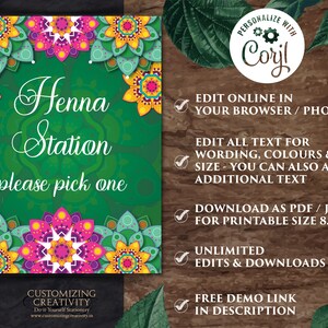 Indian Wedding Decor Henna Station Sign, Mehndi Decoration & Mehndi ...