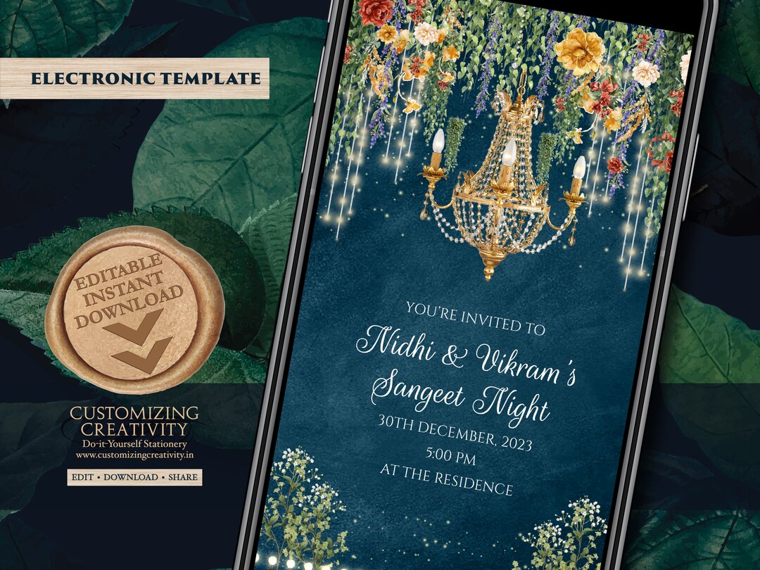 Sangeet Invites & Digital Sangeet Cards Indian Sangeet - Etsy