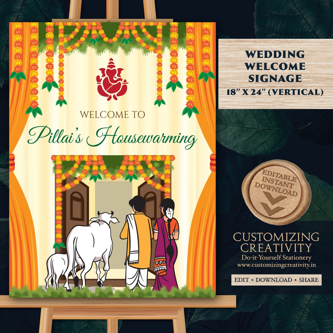 Indian Housewarming Welcome Board Housewarming Poster, Indian ...