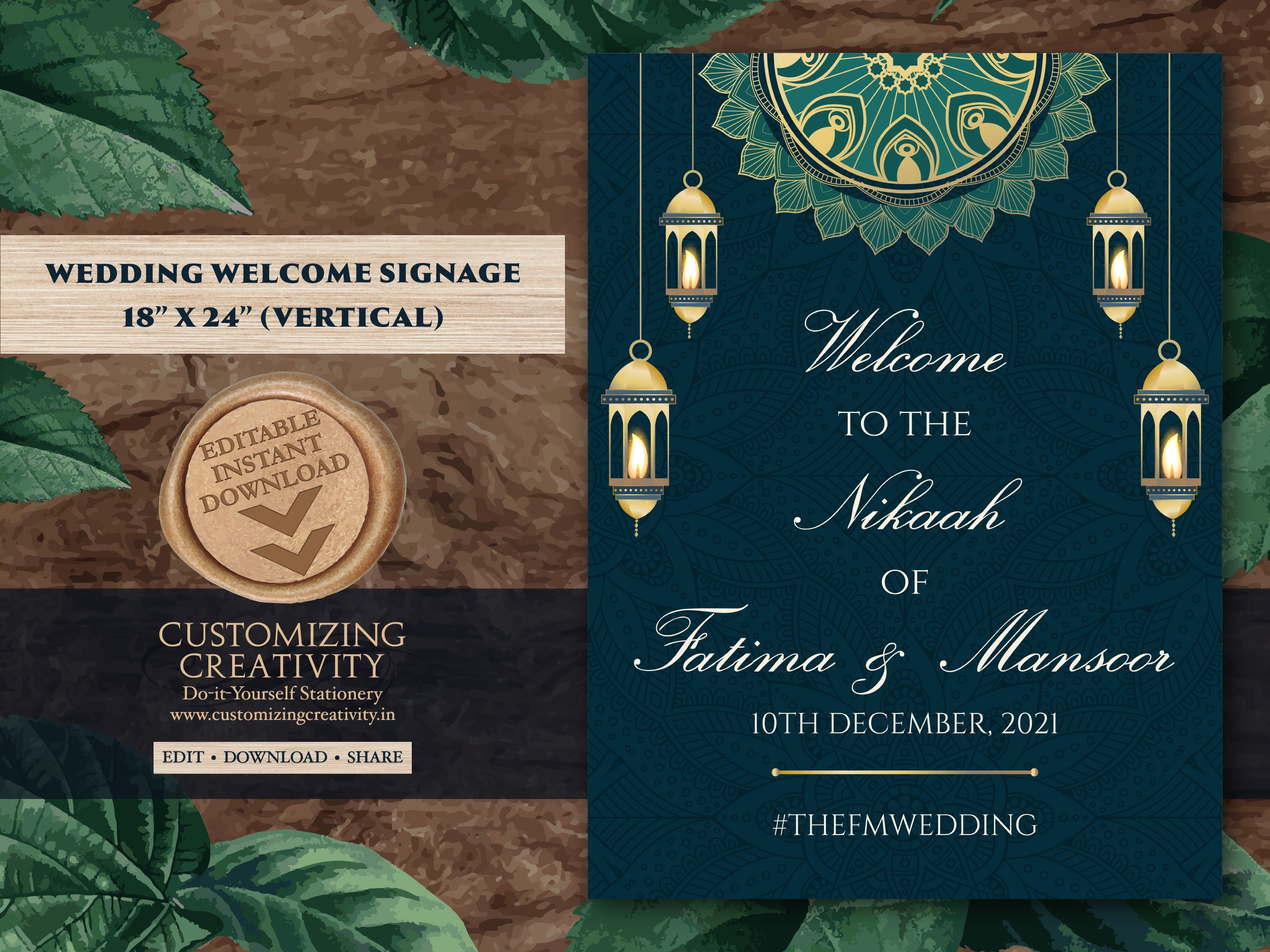 Muslim Wedding Welcome Sign Navy Blue as Mehndi Welcome Sign | Etsy