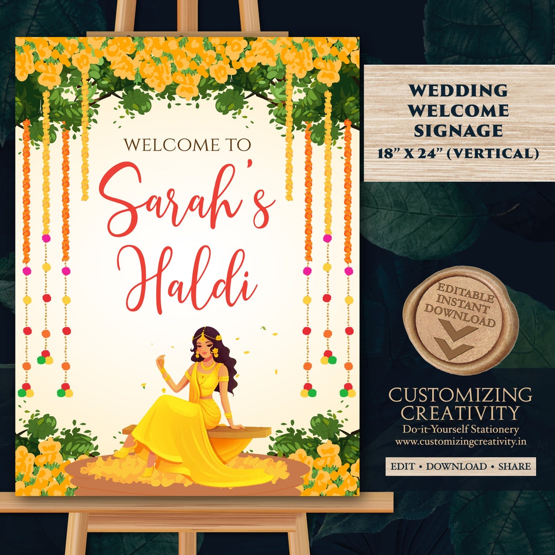 Pithi Welcome Signs Haldi Decoration, Haldi Welcome Signs as Haldi ...