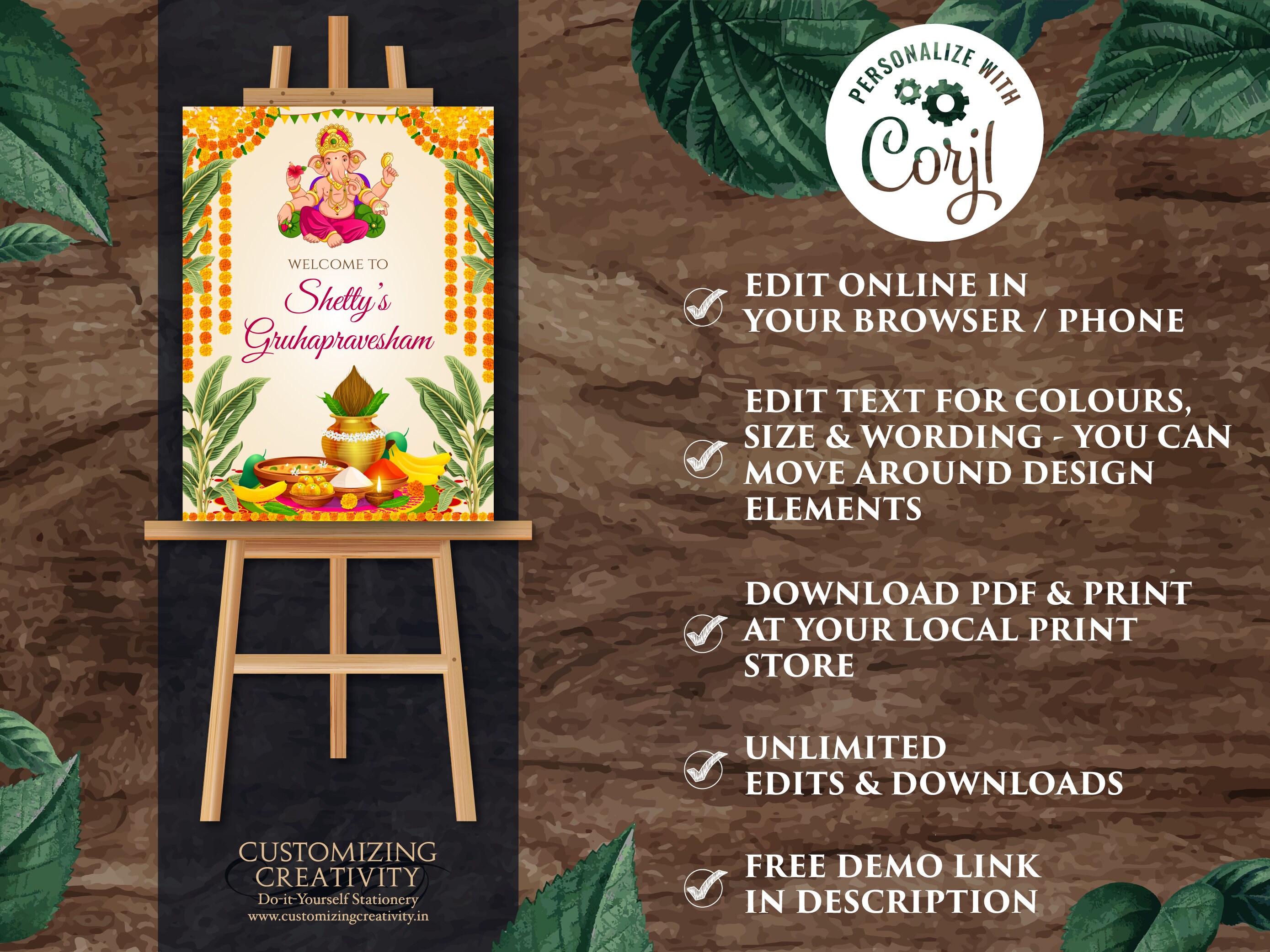 Indian Pooja Sign & Ganesh Puja Sign Gruhapravesam Poster as - Etsy Canada