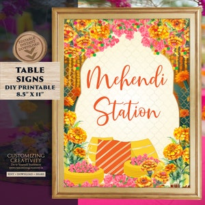 Sign for Mehendi Station Mehendi Decor, Henna Station Sign as Mehndi ...