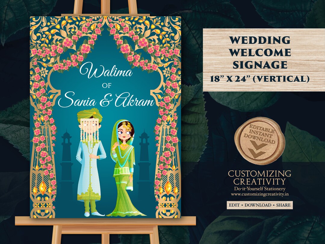 Nikkah Signs Muslim Welcome Sign Walima, Walima Welcome Sign & Muslim ...