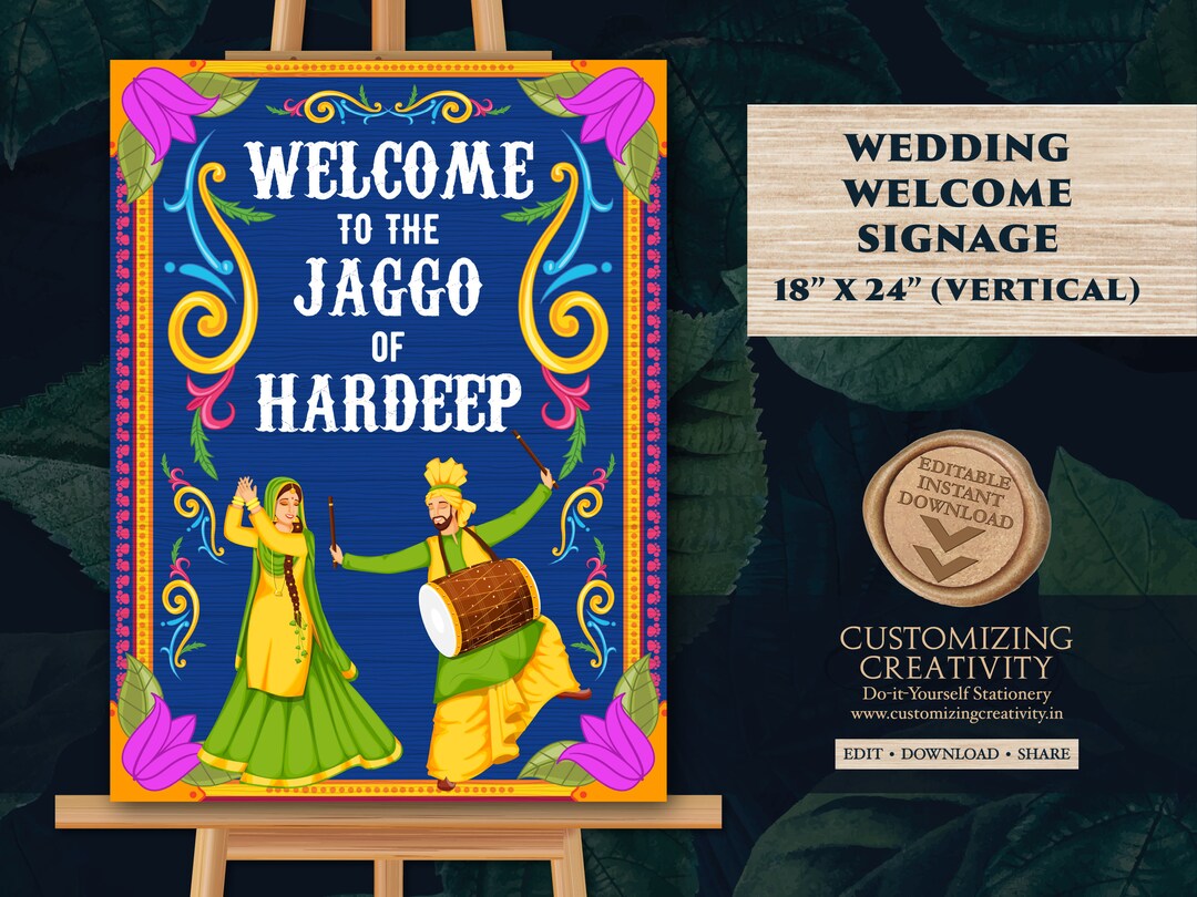 Punjabi Jaggo Signs Bollywood Poster & Jago Signs, Jago Welcome Signs ...