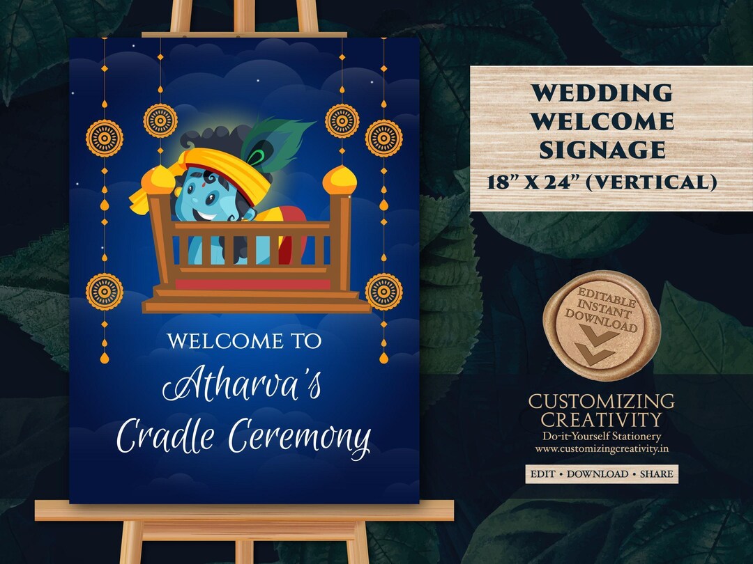 Indian Baby Naming Ceremony Welcome Sign: Cradle Decor (digital ...