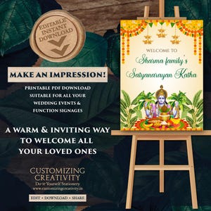 Satyanarayan Katha Sign Indian Puja Welcome Sign, Satyanarayan Puja ...