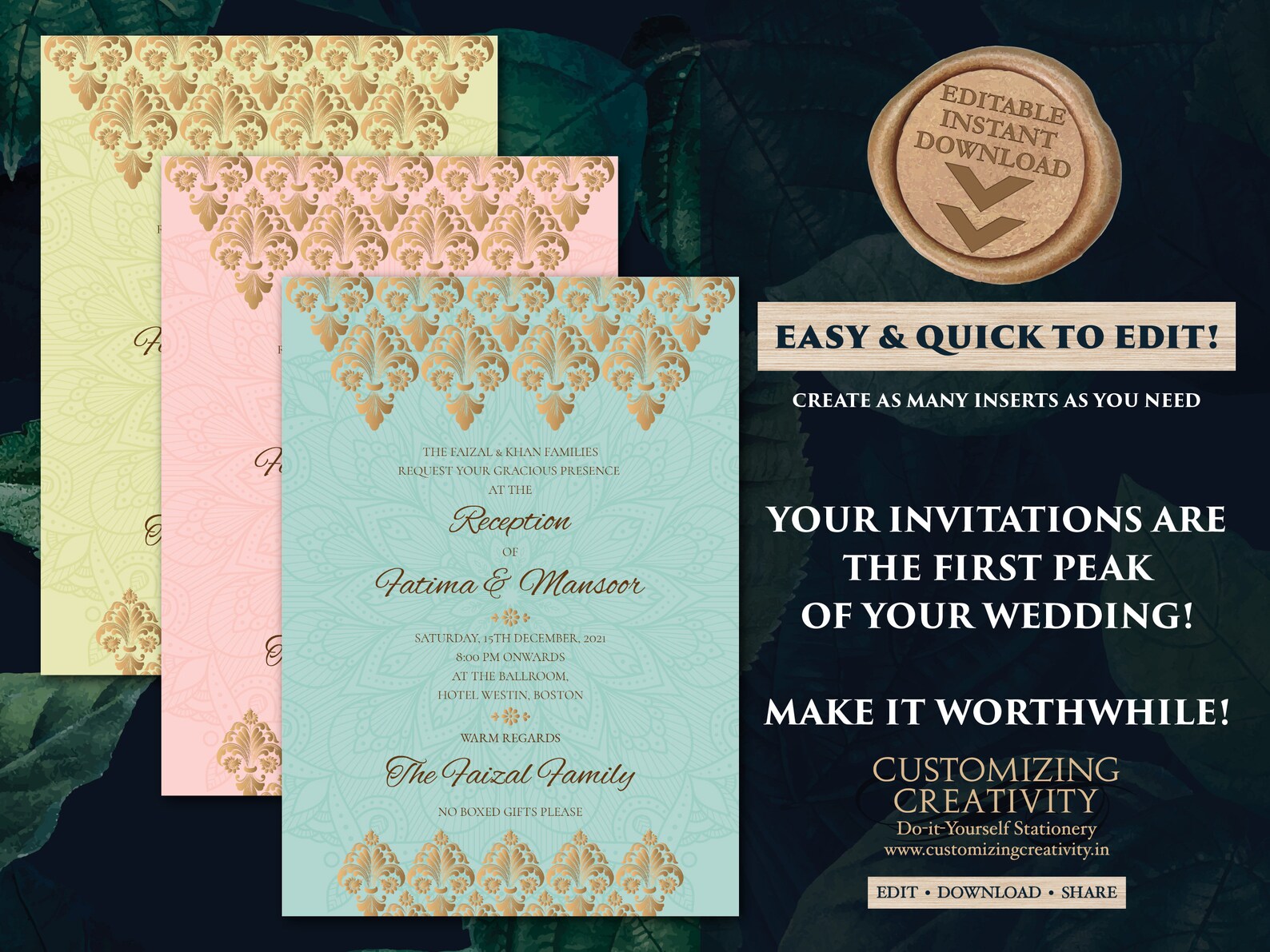 Muslim Invitation as Royal Wedding Card Shaadi Invitations - Etsy