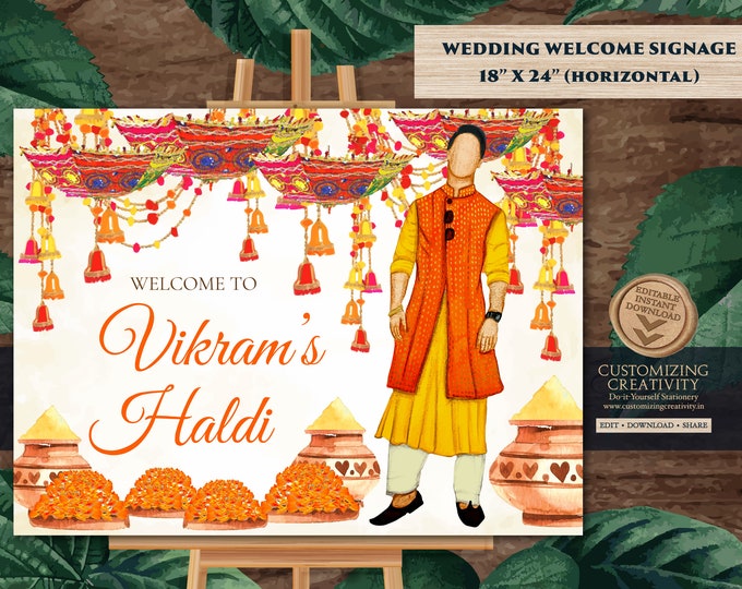 Haldi Posters Boy & Groom Haldi Signs, Welcome to Haldi Signs as Haldi ...