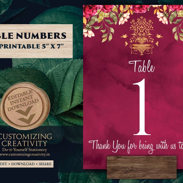 Maroon Table Numbers - Etsy