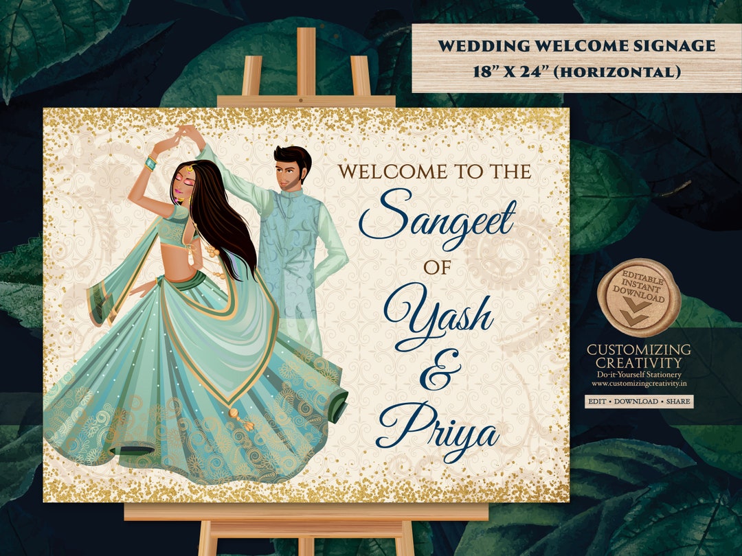 Sangeet Welcome Board Sangeet Wedding Sign, Sangeet Welcome Sign ...
