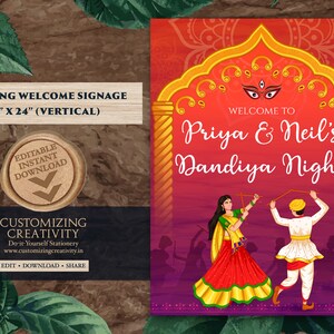 Raas Garba Night Welcome Sign Dandiya Night Welcome Sign & Wedding ...