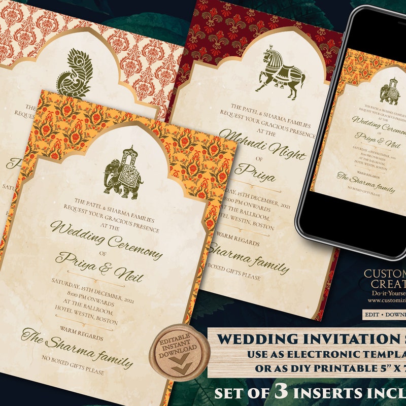 Indian Wedding Invitations - Etsy
