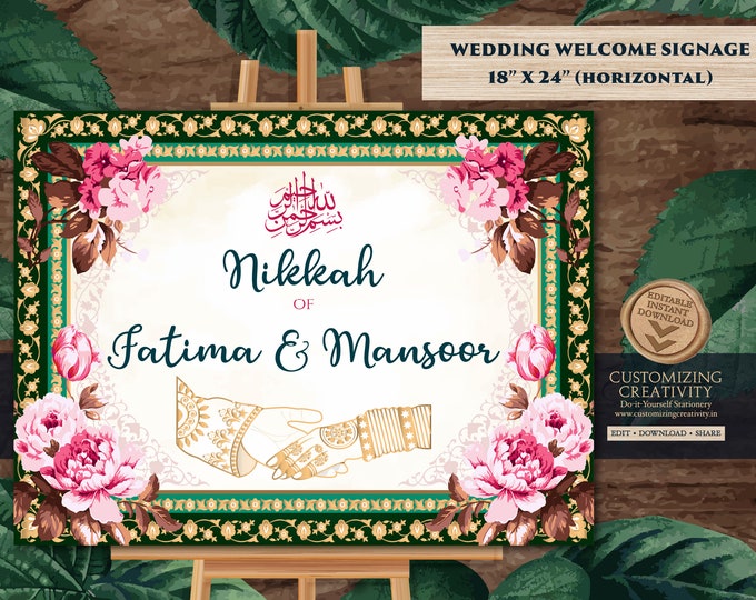 Nikkah Signages, Muslim Wedding Sign as Nikah Welcome Sign, Muslim ...