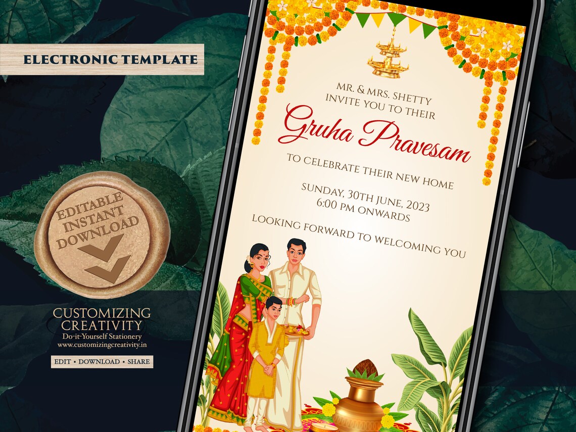 Indian House Warming Cards as Pooja Invite Gruha Pravesh - Etsy