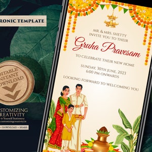 Indian House Warming Cards as Pooja Invite, Gruha Pravesh Invitation ...