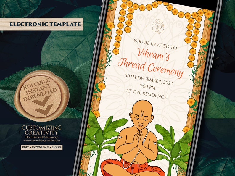 Thread Ceremony Invites as Upanayanam Invites Thread Ceremony - Etsy