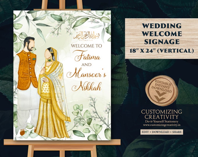 Nikkah Signages, Muslim Wedding Sign as Nikah Welcome Sign, Muslim ...