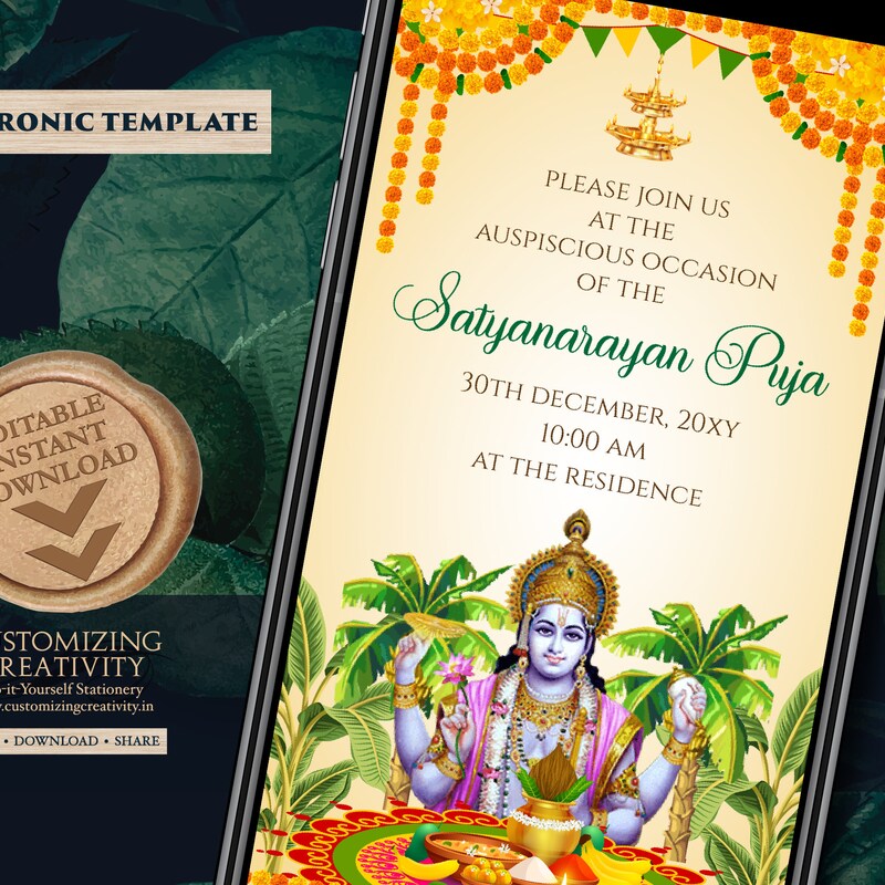 Satyanarayan Pooja Invitation - Etsy