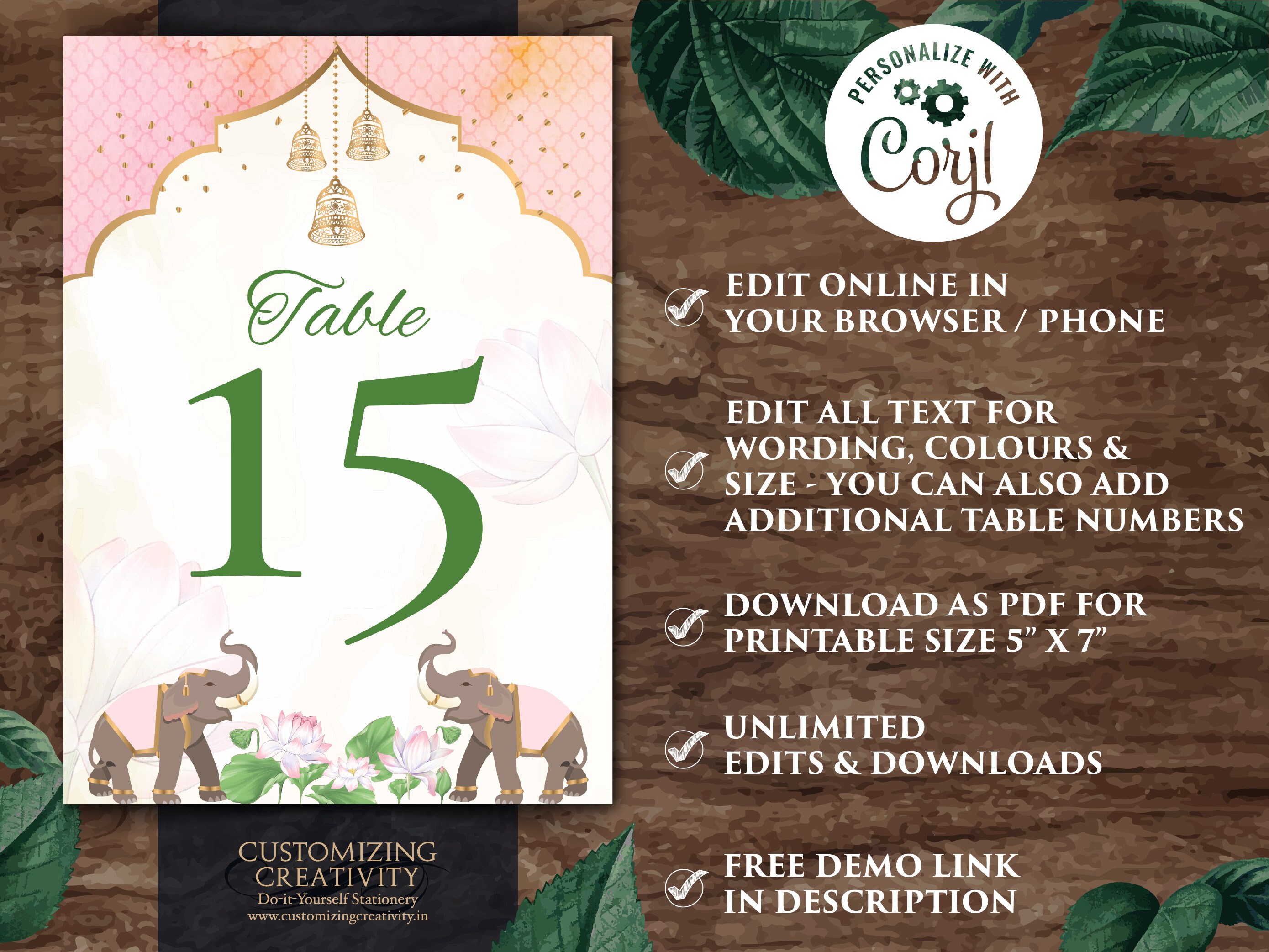 Elephant Table Numbers Indian & Elephant Table cards Pink | Etsy