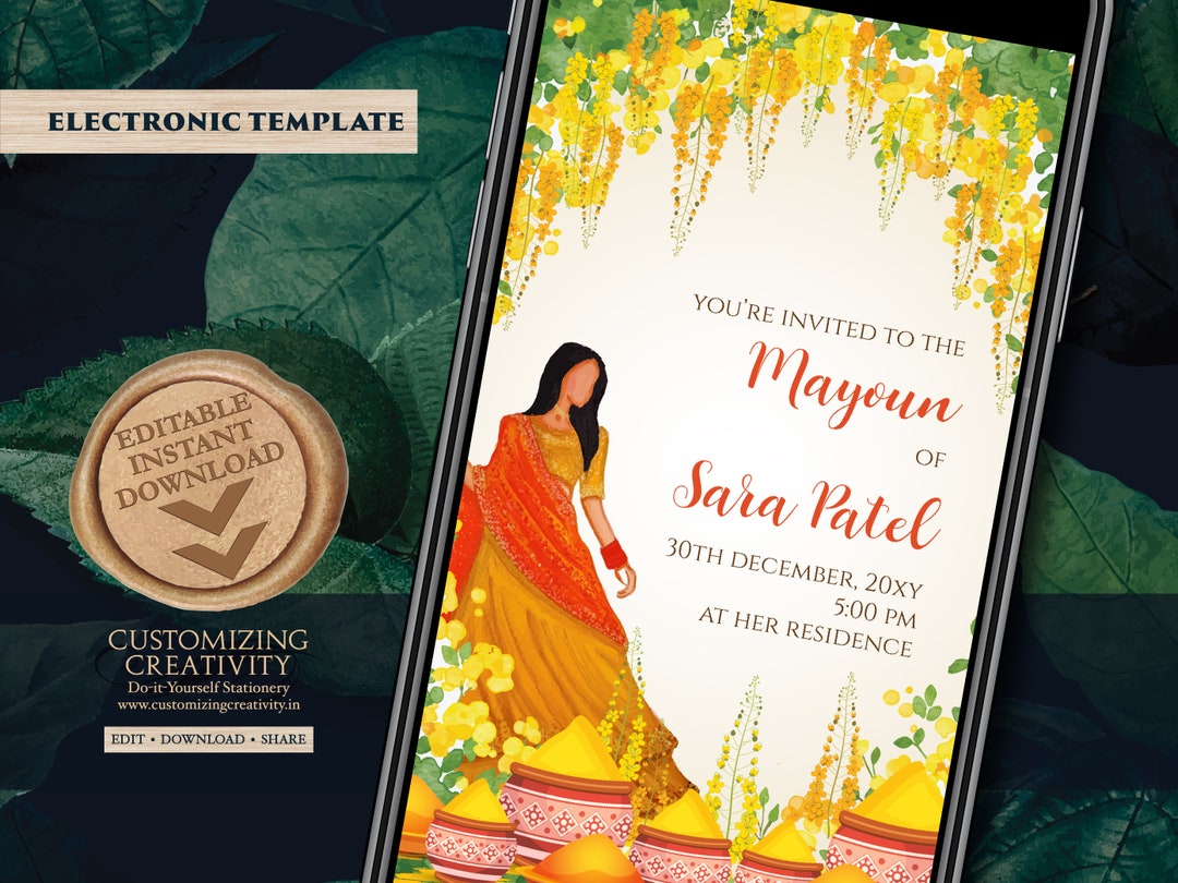 Mayoun Invites Haldi Invitation, Mayoun Invitations & Pithi Invites ...