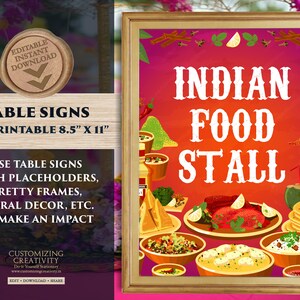 Wedding Food Stall Sign Indian Wedding Decor, Indian Food Station Decor ...