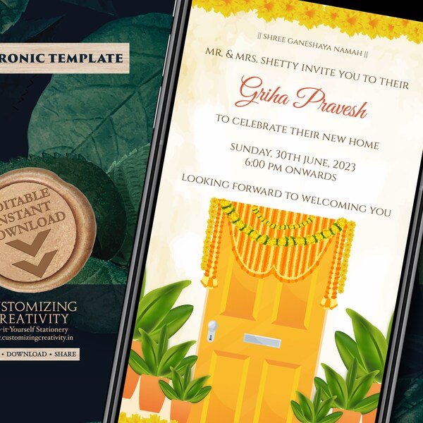 Gruhapravesam Digital Invitation - Etsy