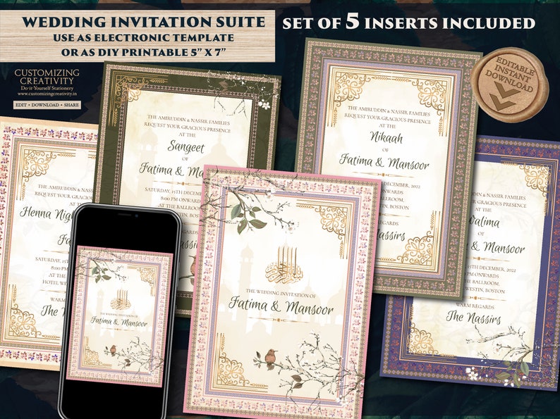 Buy Muslim Wedding Invite Shaadi as Lslamic Digital Invites Online in ...