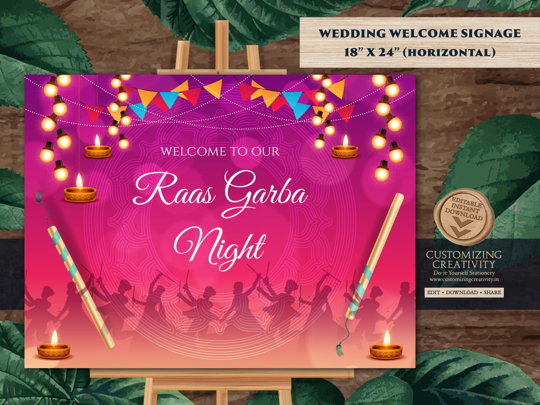 Dandiya Raas Welcome Sign Navratri Welcome Sign & Raas Garba Night ...