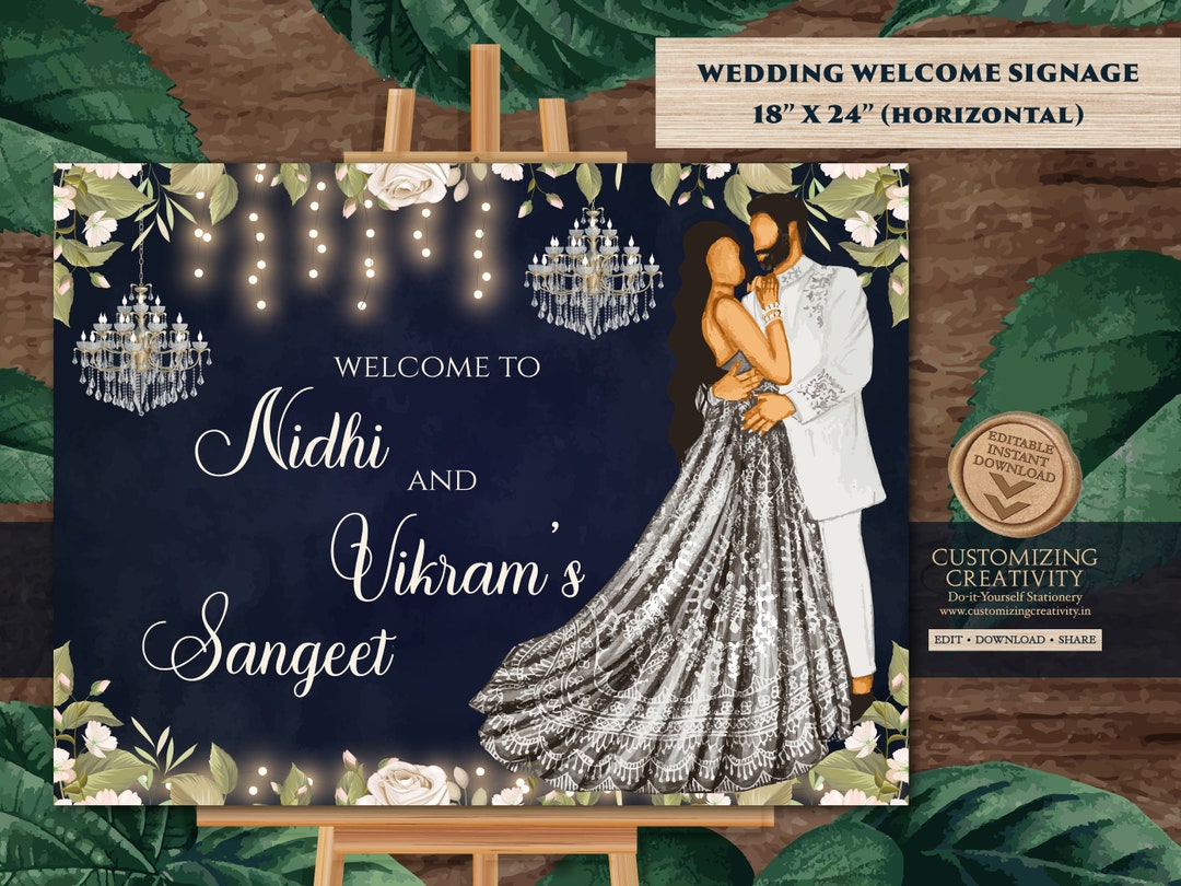 Indian Sangeet Signs & Indian Sangeet Welcome Sign, Sangeet Decor Sign ...