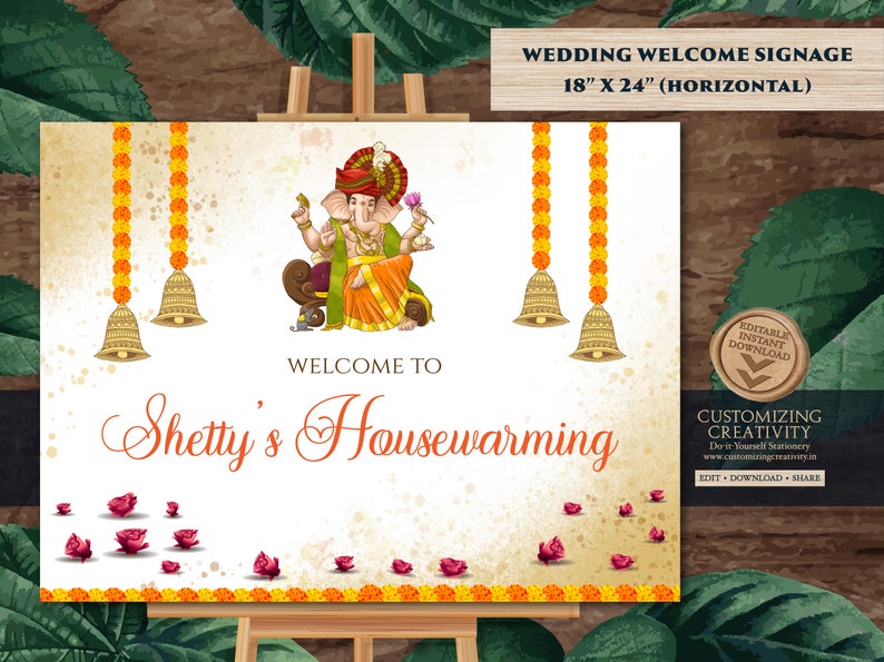 Ganesha Welcome Sign as Welcome House Warming Ganesh Puja - Etsy