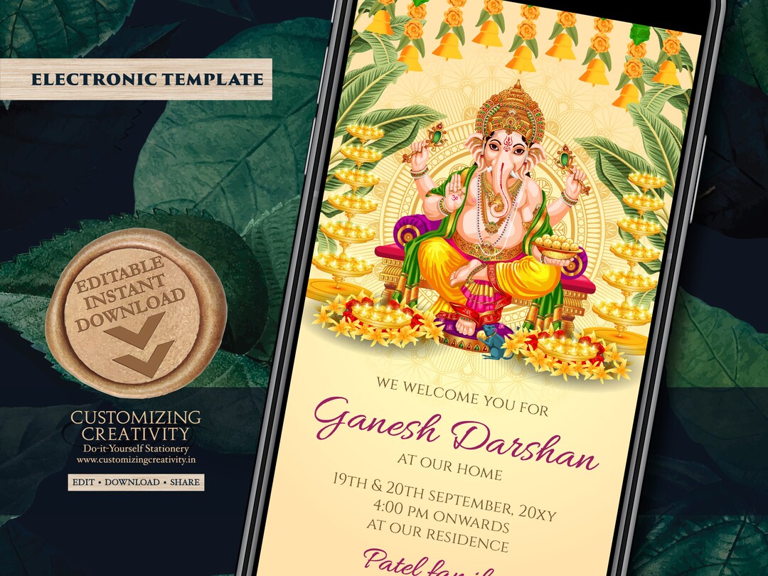 Ganesh Chaturthi Invites Ganesh Darshan Invitations, Ganpati Darshan ...