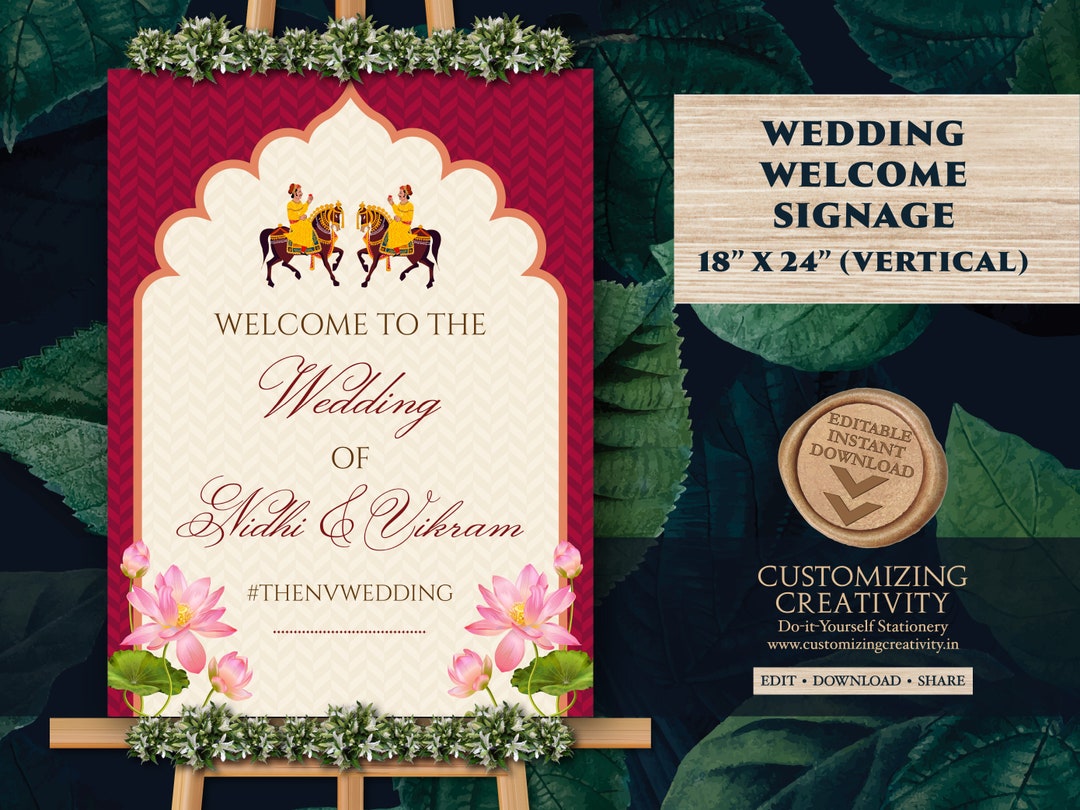 Indian Welcome Signs as Hindu Wedding Welcome Signs, Indian Wedding ...