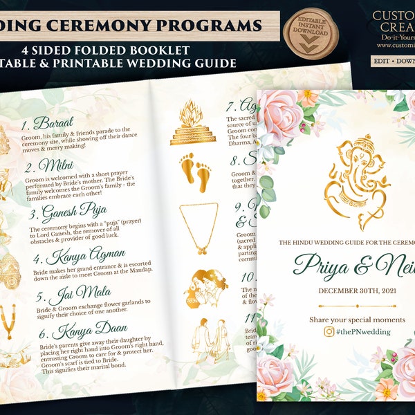 Hindu Wedding Program - Etsy