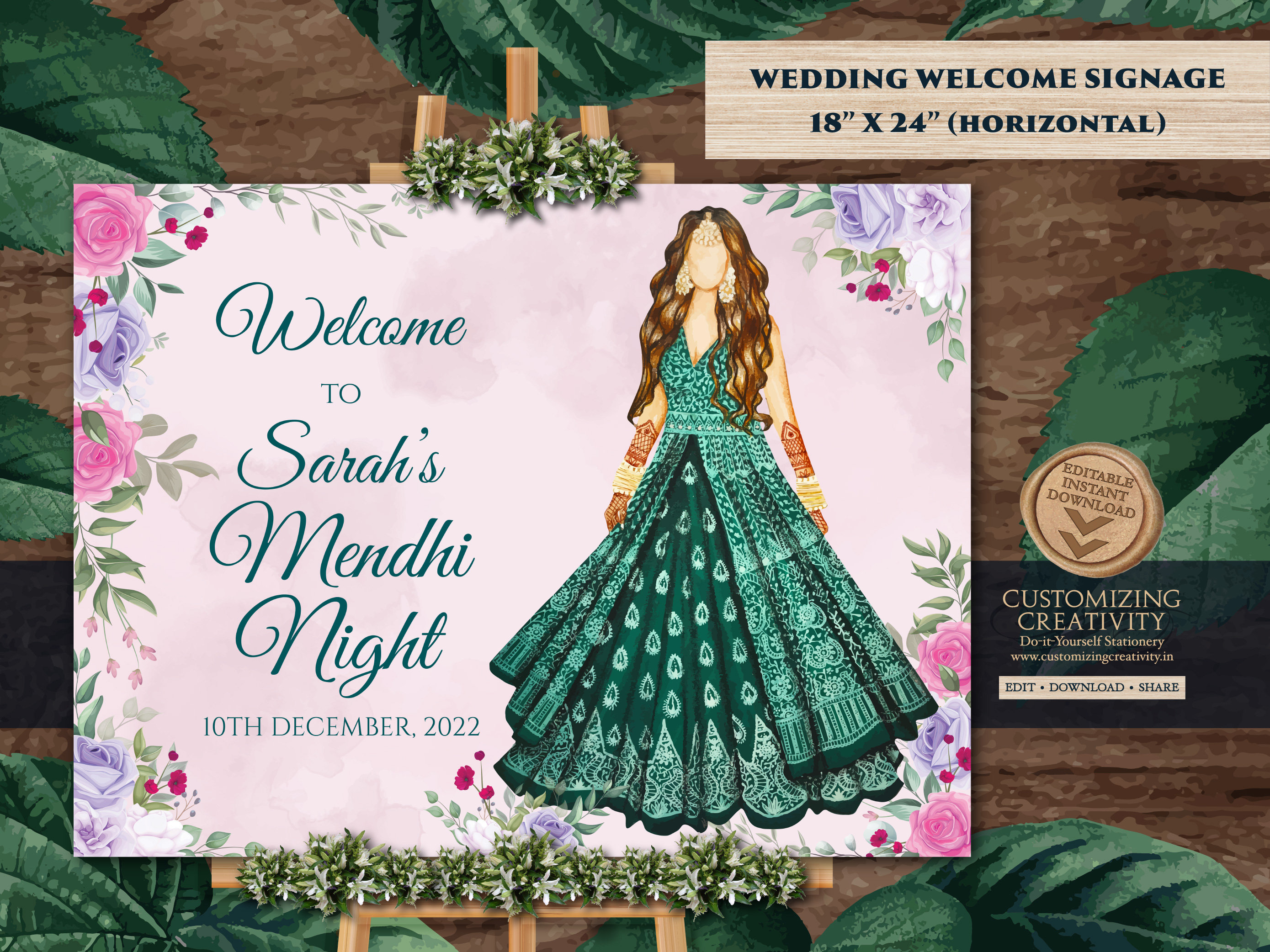 Mehendi Signage Welcome as Indian Wedding Welcome Sign Mehndi | Etsy