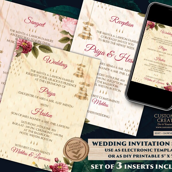 Diy Hindu Wedding Invite - Etsy UK