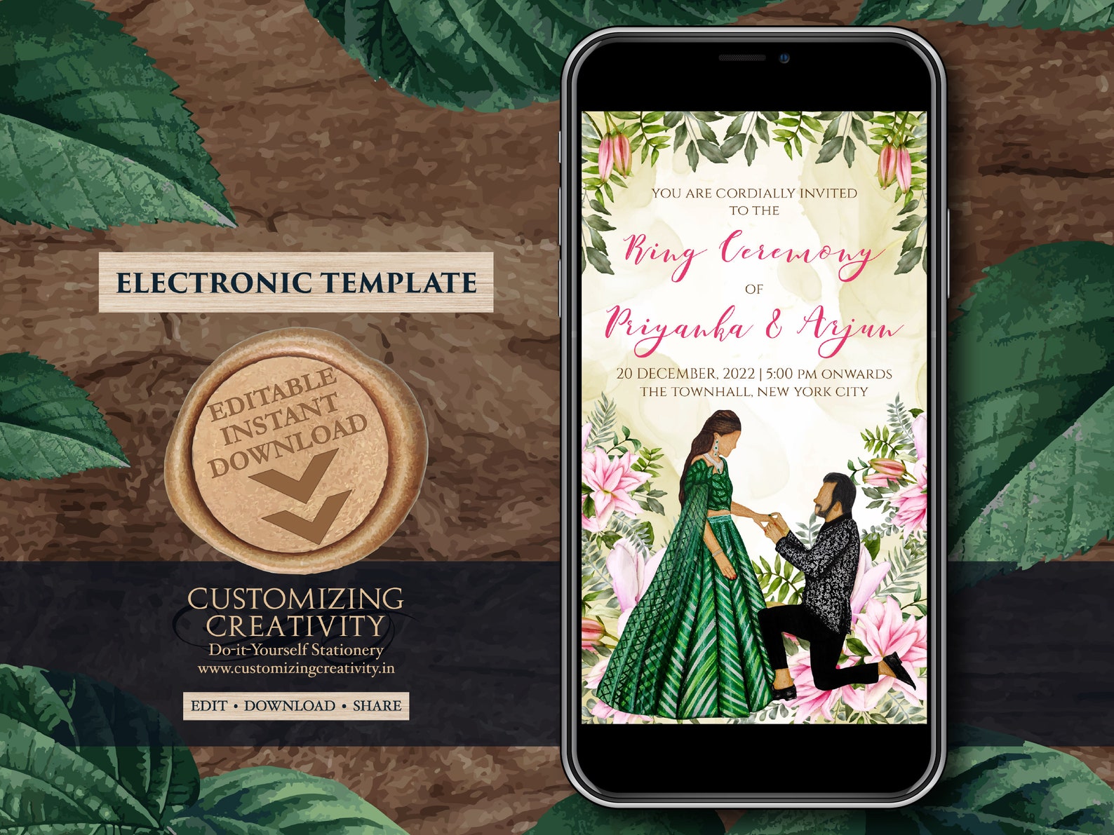 Ring Ceremony Invitation as Engagement Invitation Indian - Etsy