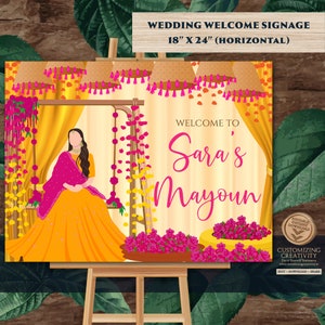 Mayoun Welcome Signs Mayoon Signs, Haldi Decor & Mehndi Welcome Signs ...