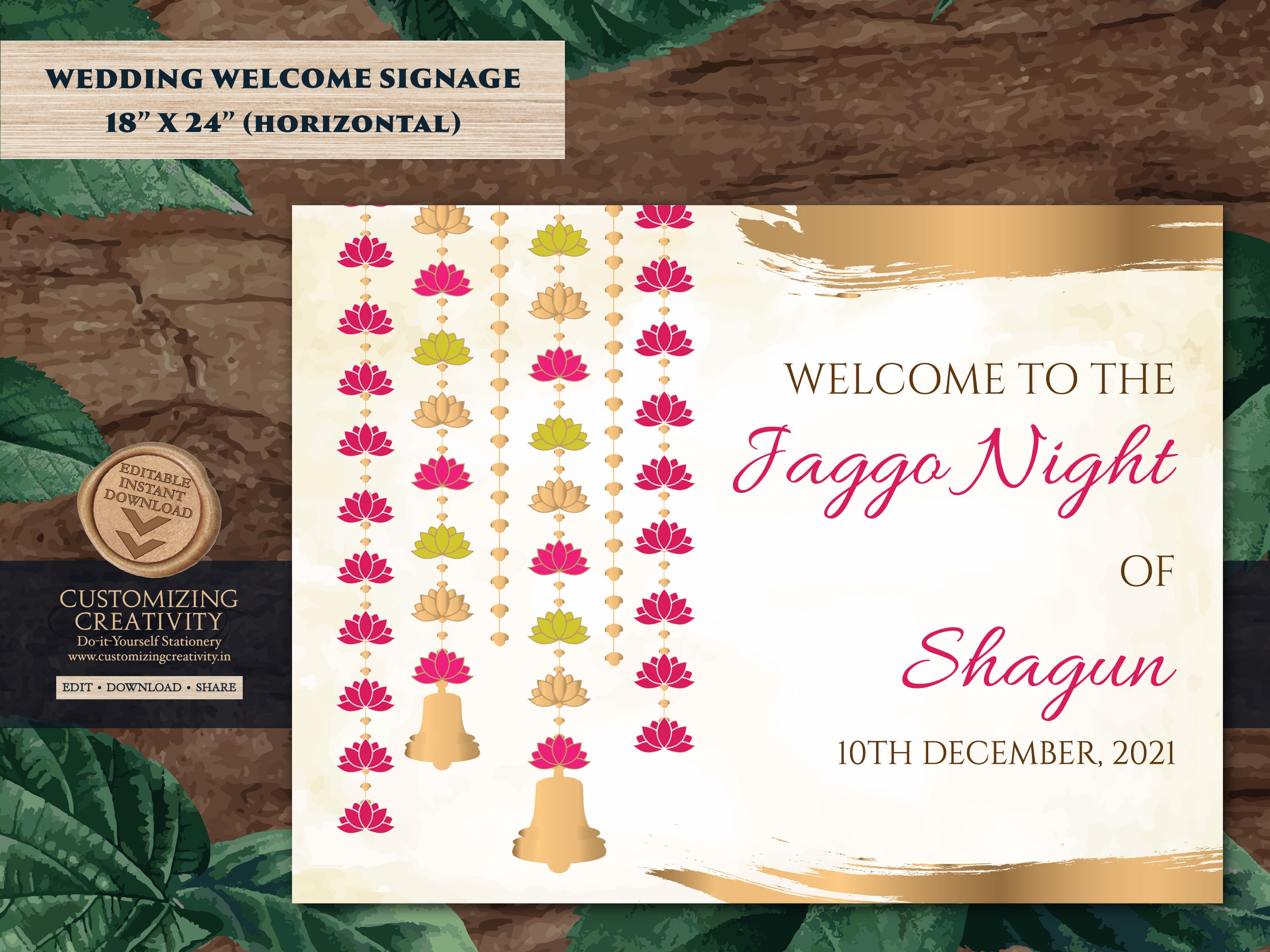 Jaggo Signs as Indian Wedding Welcome Signs Jaggo Welcome - Etsy Canada