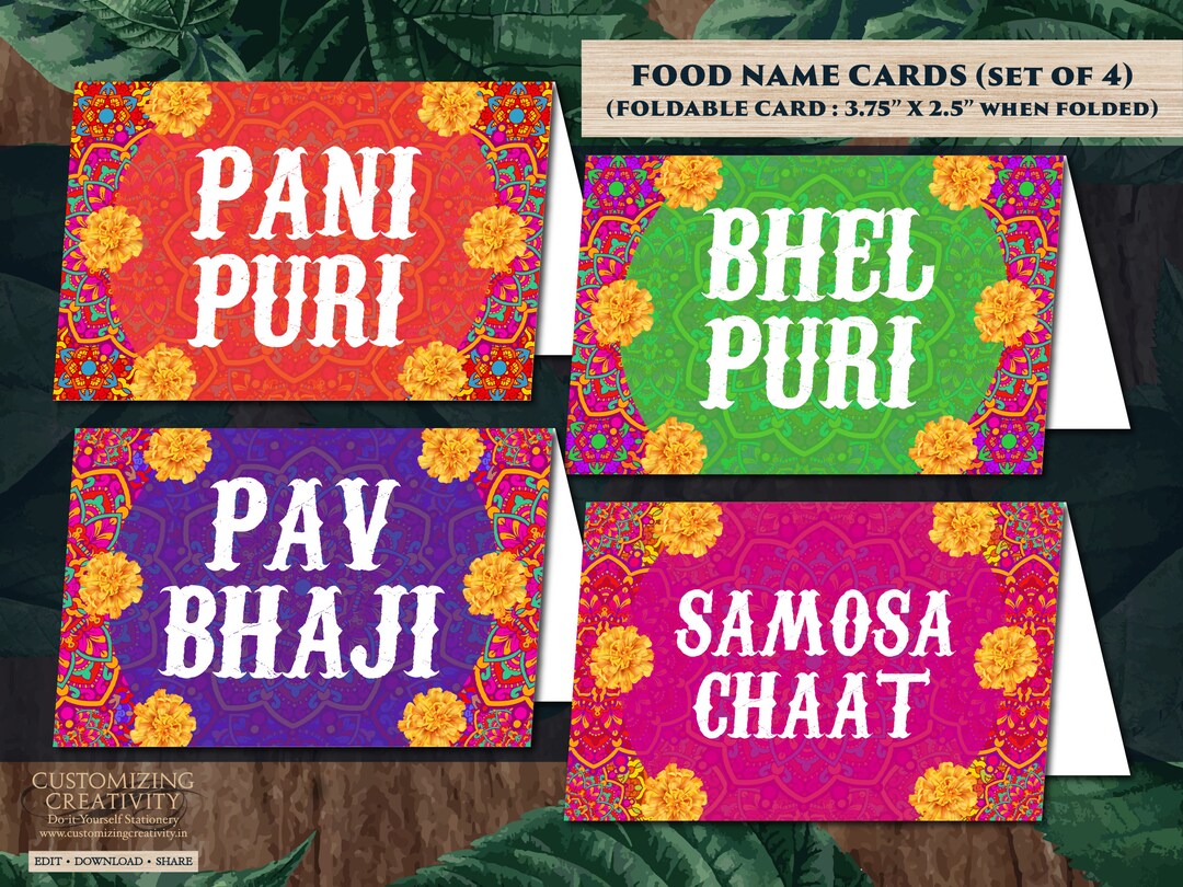 Indian Wedding Decor Food Label Indian, Indian Food Tags Mehndi Decor ...