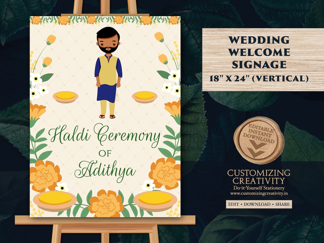 Groom Haldi Signs Boy Haldi Posters Welcome to Haldi Sign for - Etsy