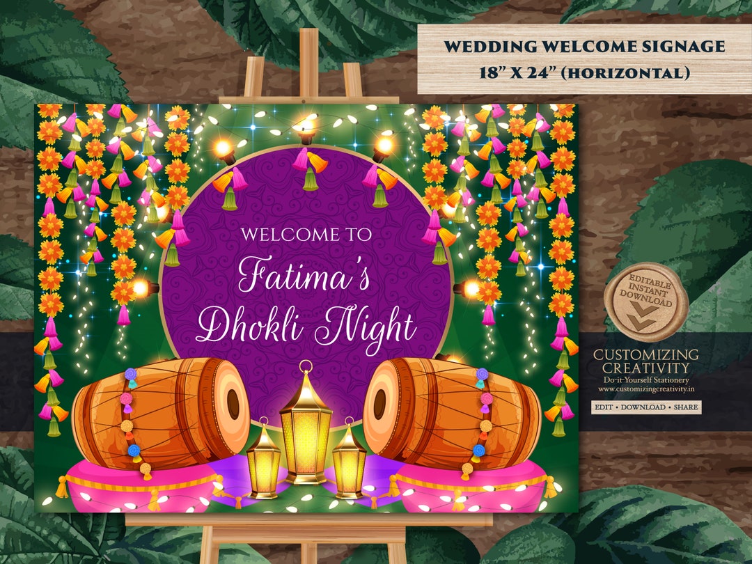 Dholki Welcome Sign as Dholki Decor, Dholki Sign & Dholki Decoration ...